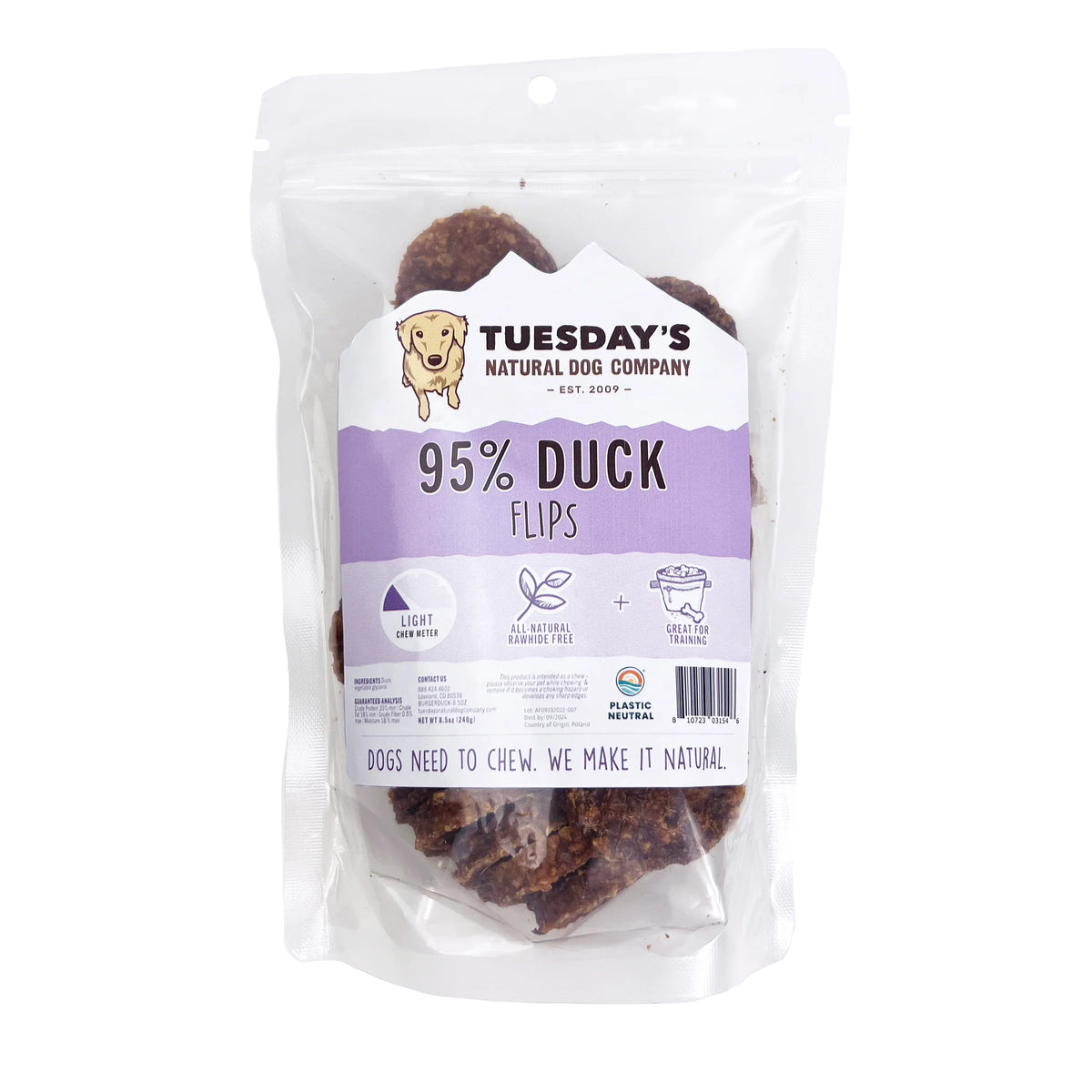 95% Meat Flips-Duck Dog Treats : 8.5 oz | Dog.Dog.Cat.