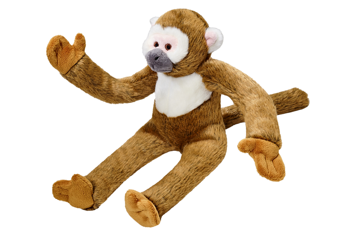 Fluff and Tuff Albert Monkey Dog Toy - Durable Plush Squeaky Toy Large ...